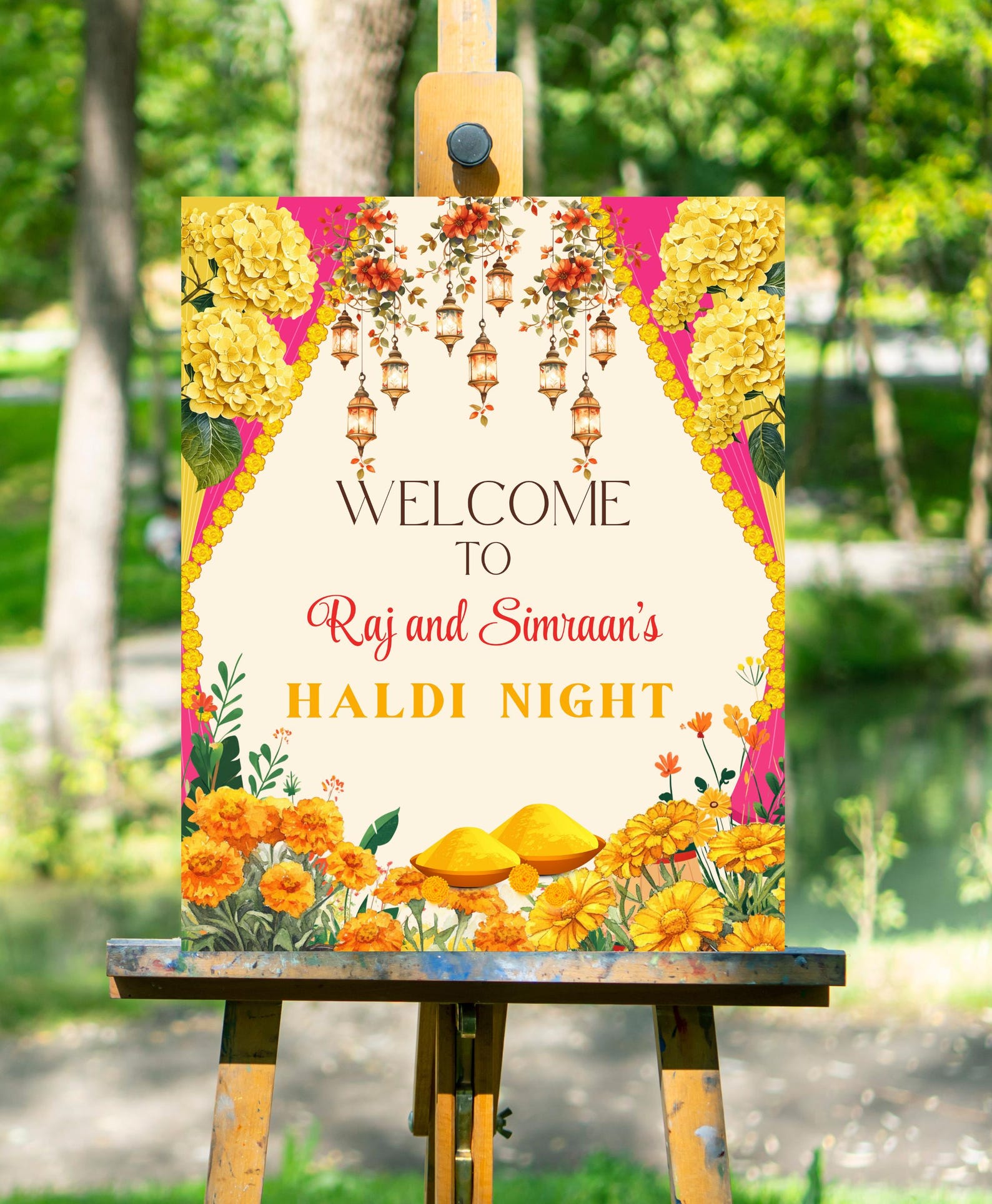 Indian Wedding Welcome Sign, Haldi Ceremony Night Welcome Sign Digital ...