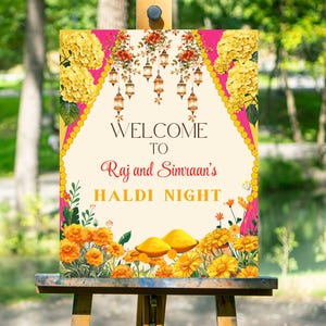 Indian Wedding Welcome Sign, Haldi Ceremony Night Welcome Sign Digital ...