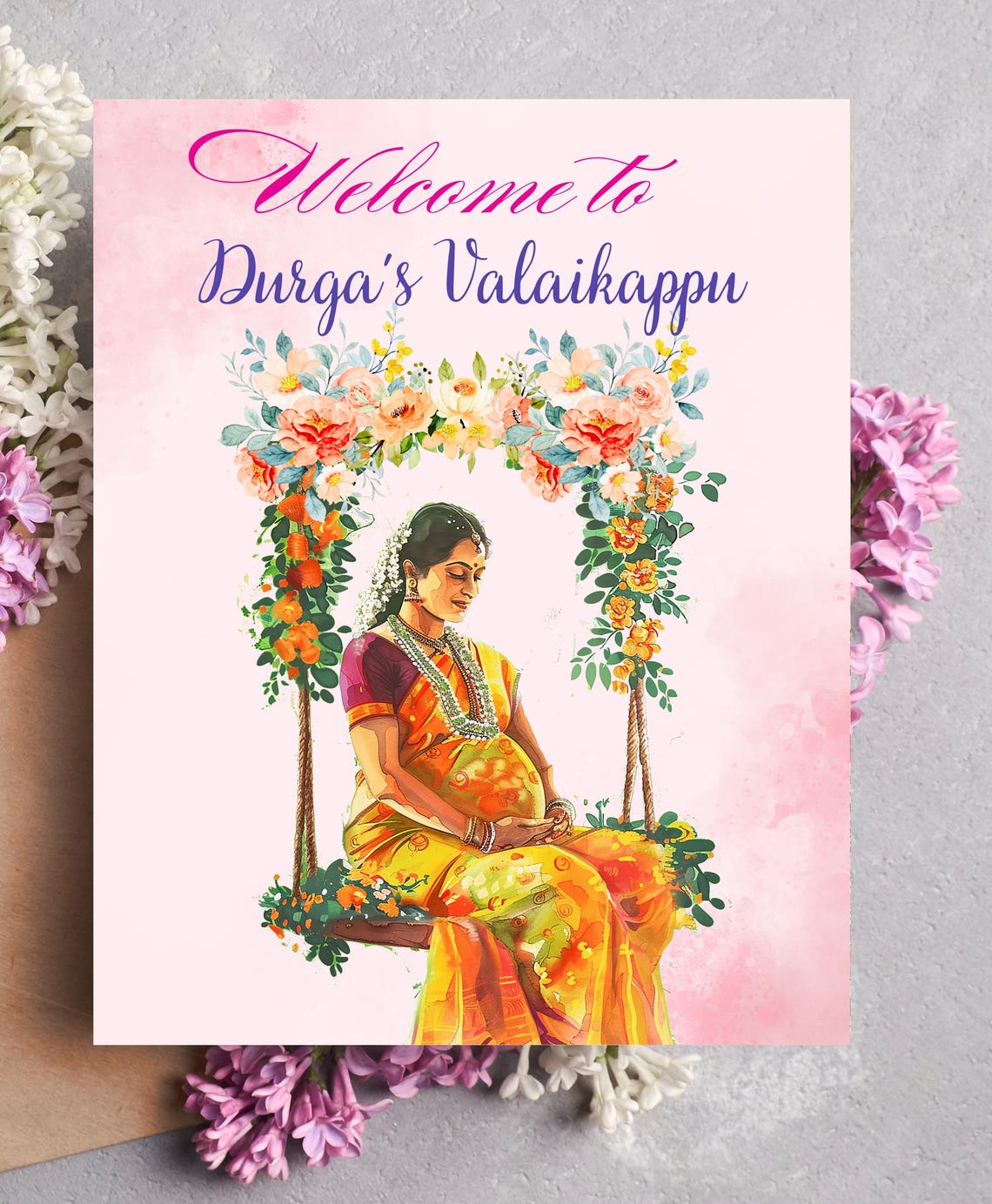 Indian Baby Shower Welcome Sign, Indian Godh Bharai Welcome Banner Yard ...