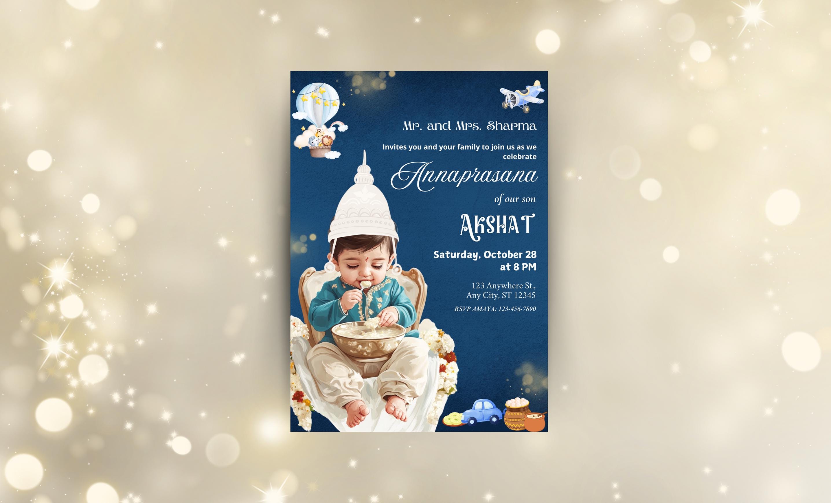 Editable Annaprashan Invitation Card Rice Feeding Ceremony Invite Pasni ...