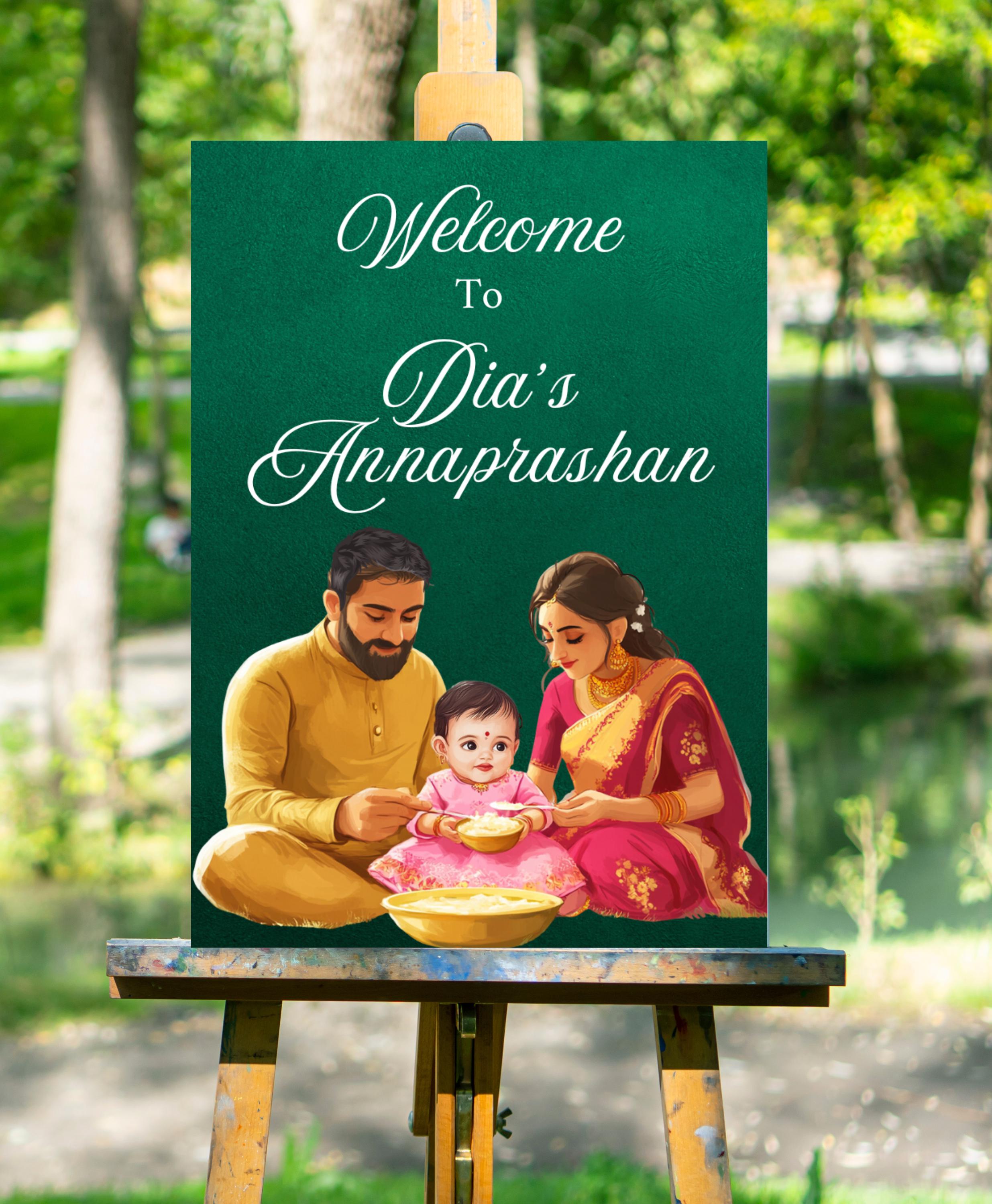 First Rice Ceremony Annaprashan Welcome Sign, Baby Girl Annaprasana ...