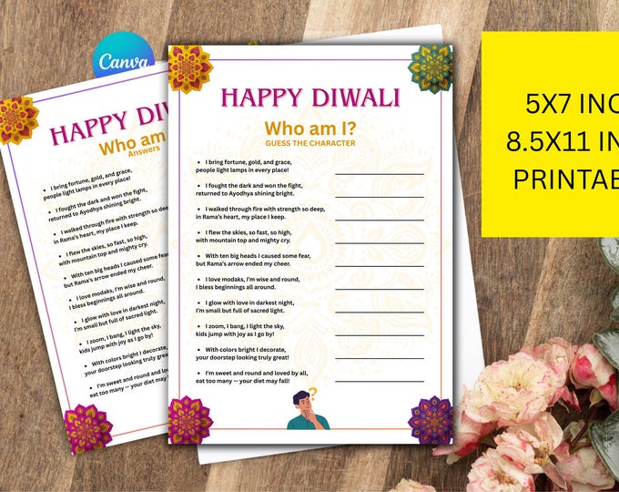 Diwali Trivia Game, Printable Quiz With Answers for a Diwali Party ...