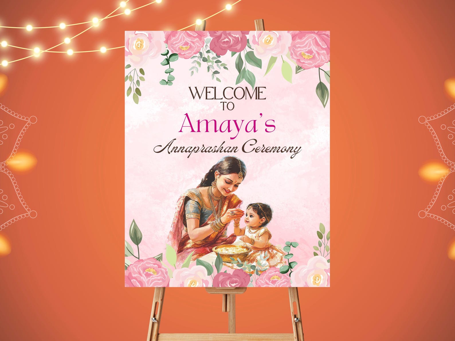 First Rice Ceremony Annaprashan Welcome Sign, Baby Girl Annaprasana ...