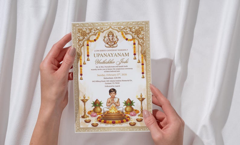 Editable Upanayanam Invitation: Upanayan Invite for Janoi, Upanayanam ...