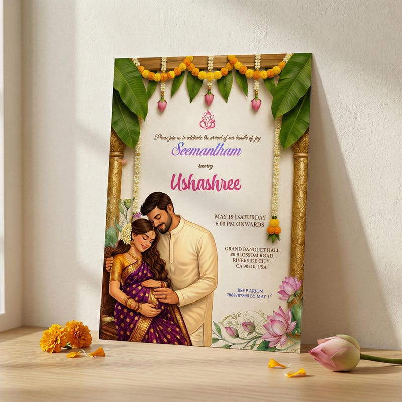 Seemantham Invitation - Etsy