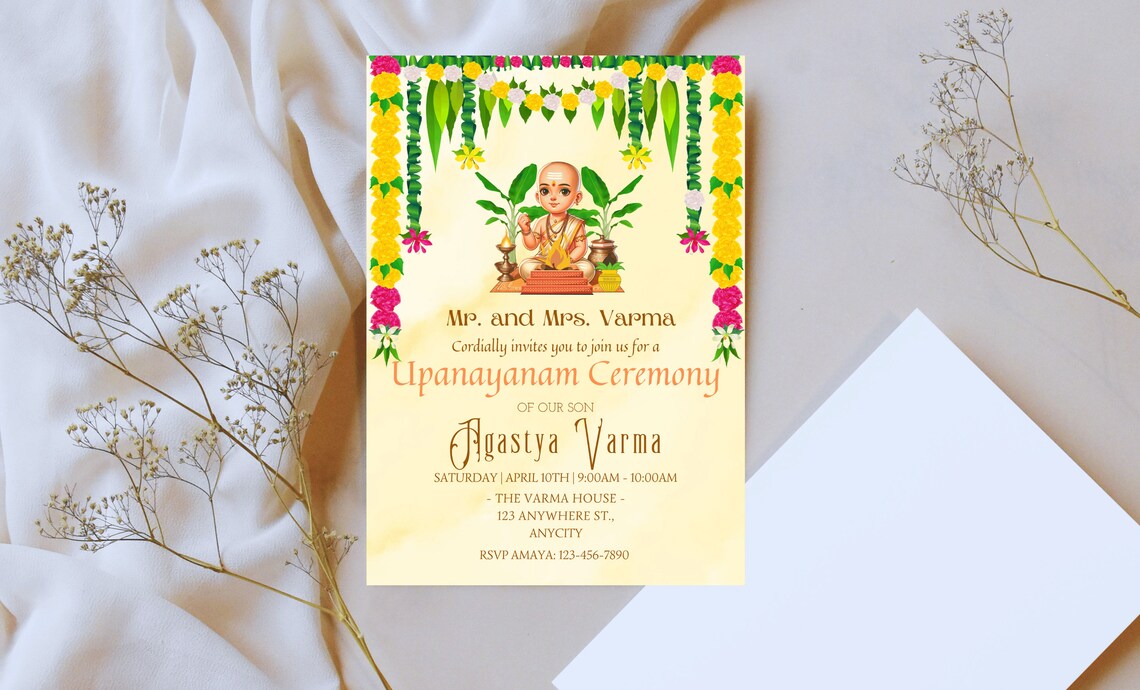Upanayanam Invitation, Thread Ceremony, Janeu Ceremony Invitation ...