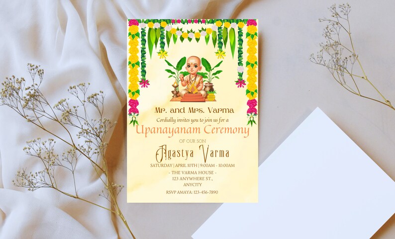 Upanayanam Invitation, Thread Ceremony, Janeu Ceremony Invitation ...