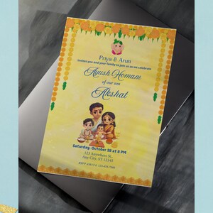 Baby Boy Ayush Homam Invitation: Personalized Canva Template (digital ...