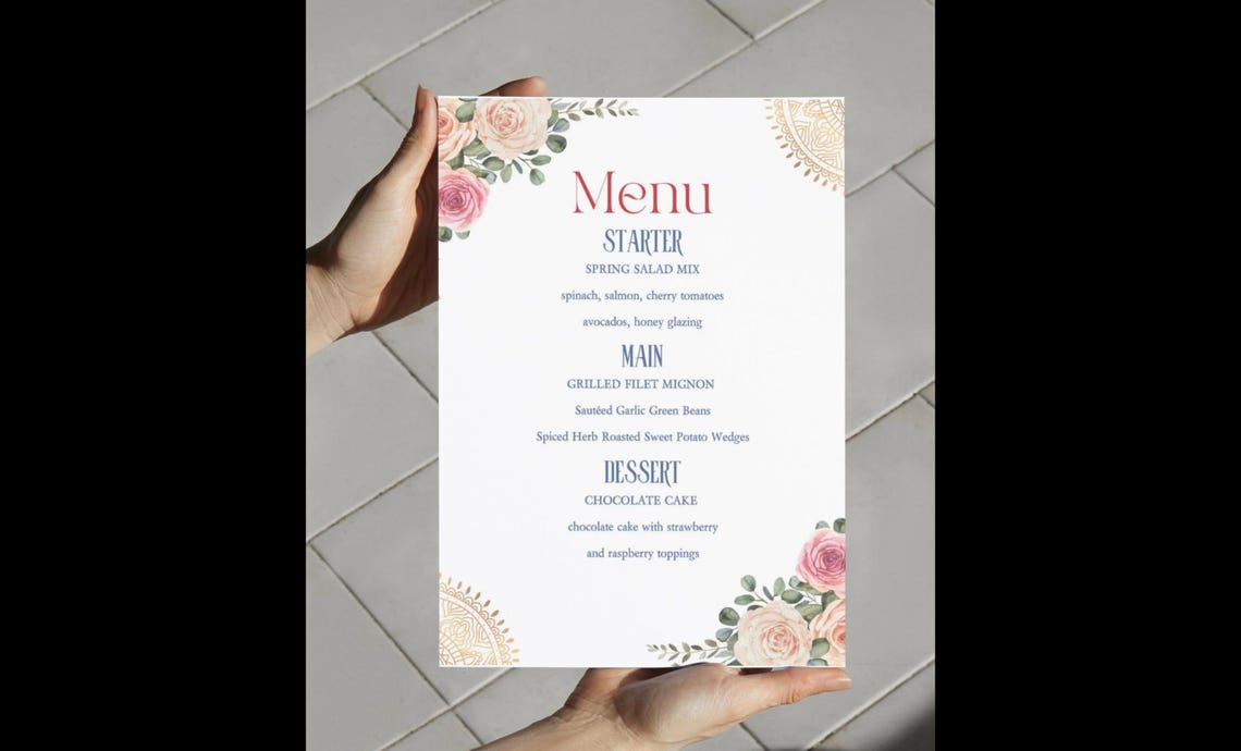 Editable Food Menu Sign, Menu Card Baby Shower, Wedding Menu, Puja ...