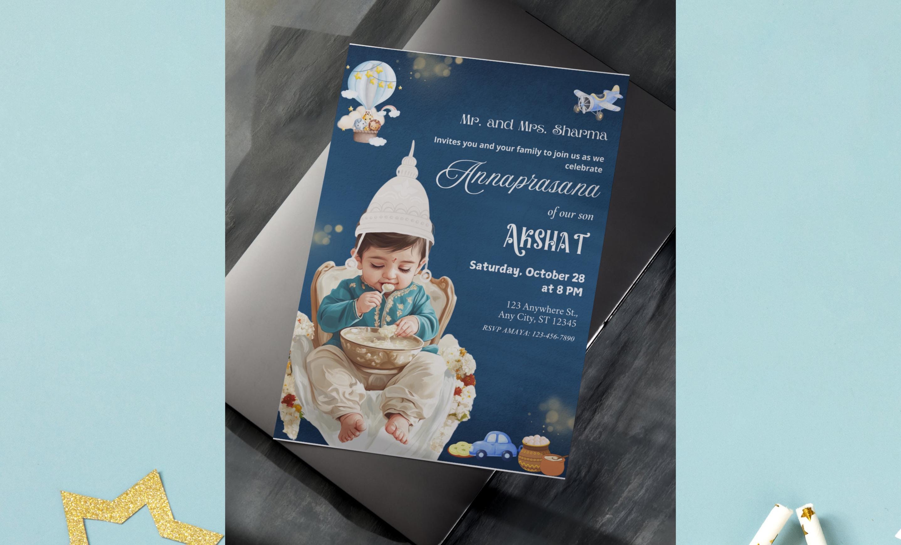 Editable Annaprashan Invitation Card Rice Feeding Ceremony Invite Pasni ...