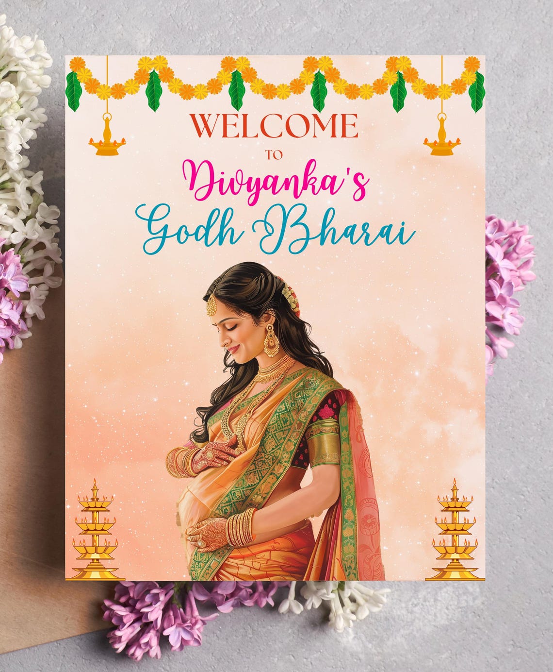 Indian Baby Shower Welcome Sign, Baby Krishna Godh Bharai Welcome ...