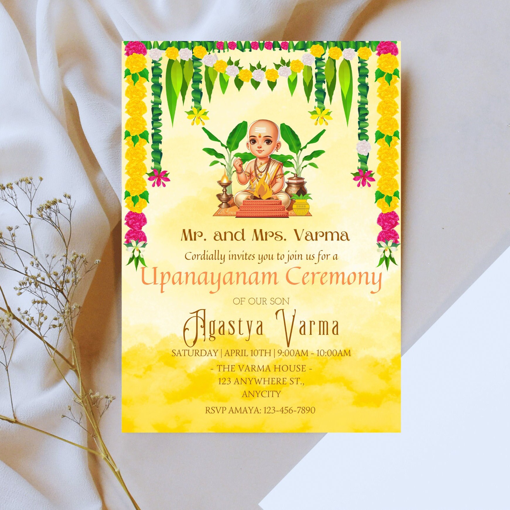 Upanayanam Invitation: Elegant Thread Ceremony Design (digital) - Etsy