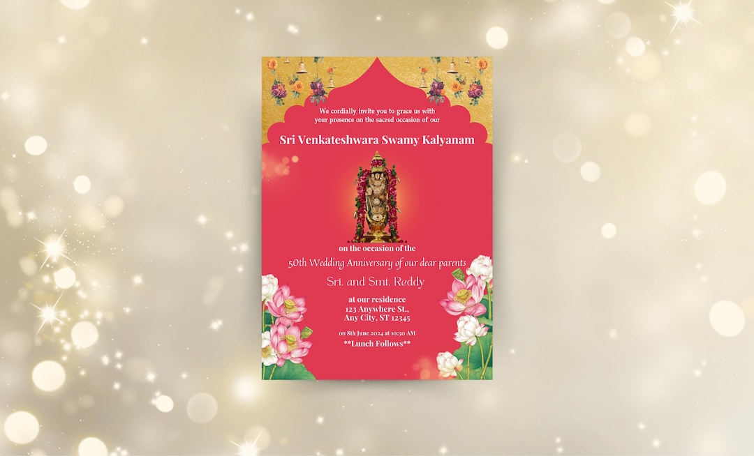 Sri Venkateshwara Swamy Kalyanam Invite Digital Download Canva Template ...