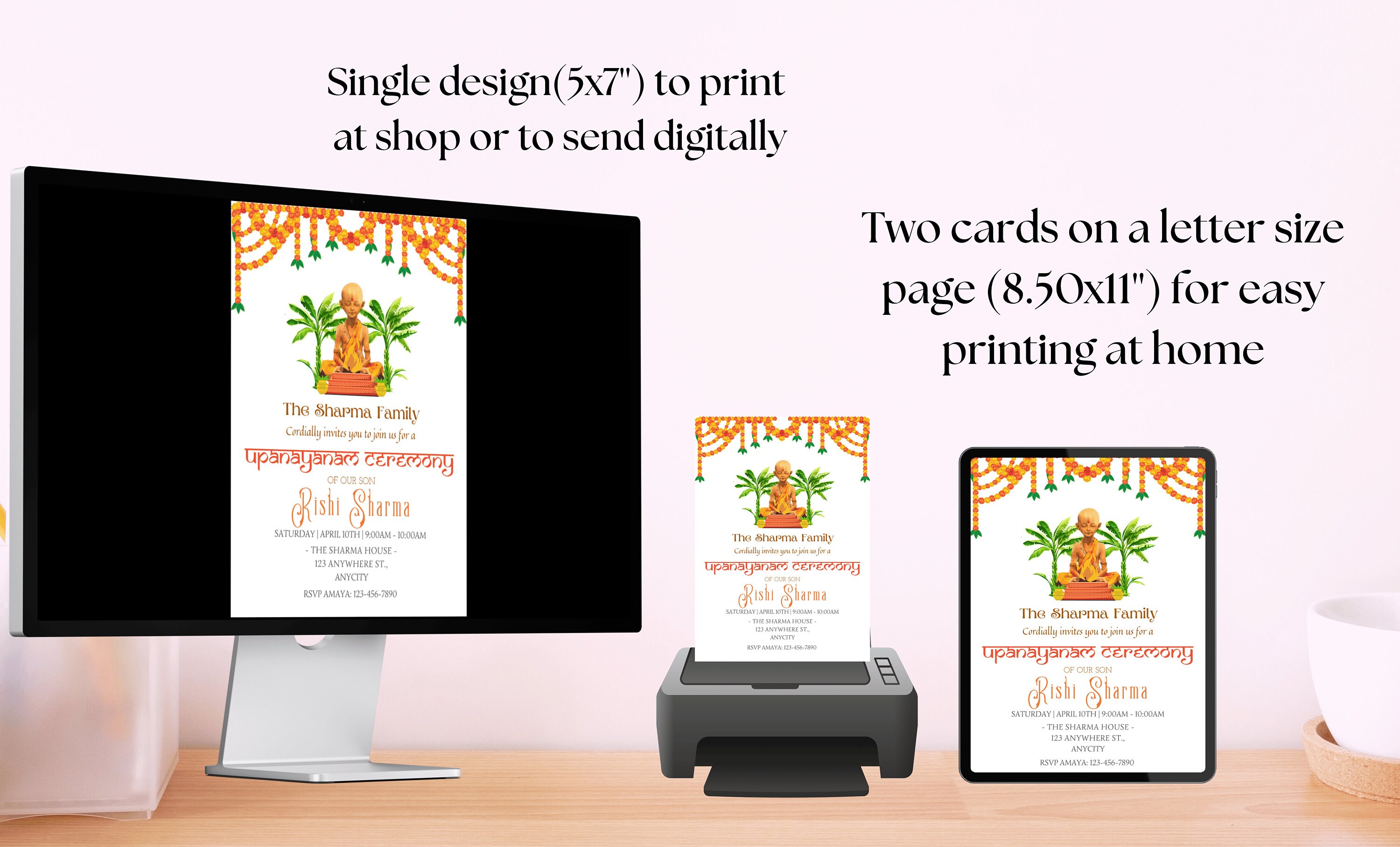 Upanayanam Invitation, Thread Ceremony, Janeu Ceremony Invitation ...