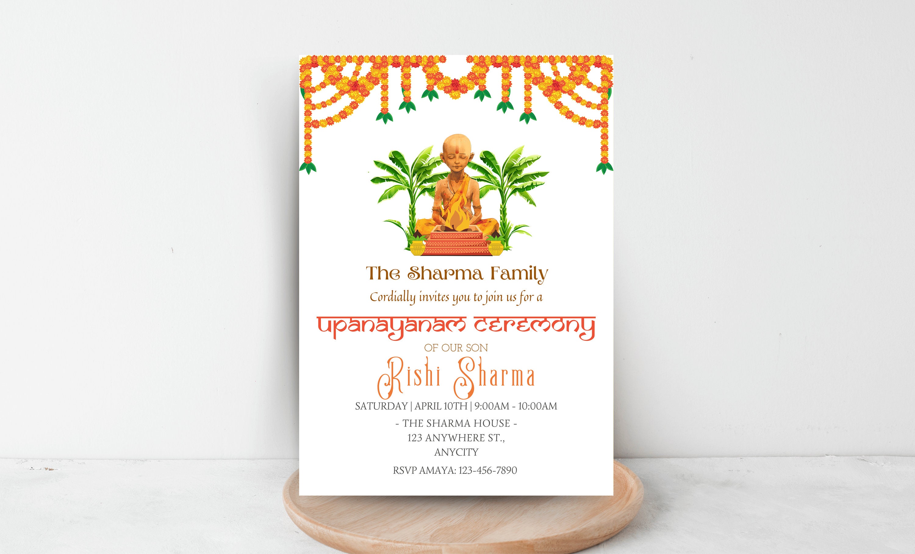 Upanayanam Invitation, Thread Ceremony, Janeu Ceremony Invitation ...