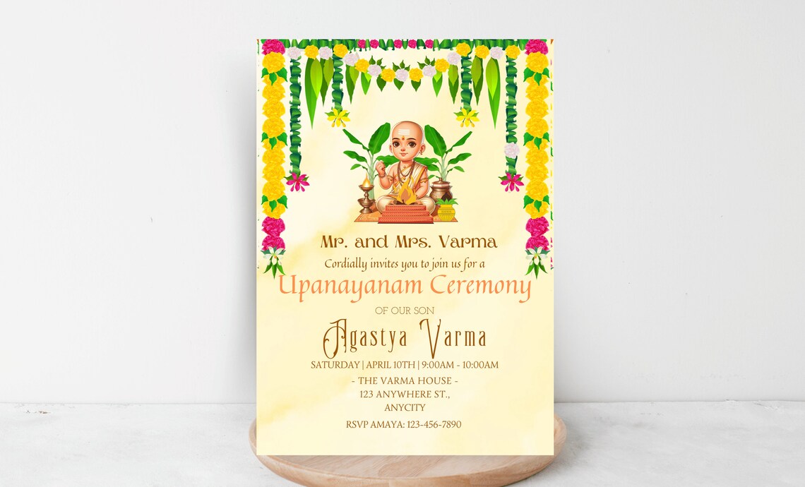 Upanayanam Invitation, Thread Ceremony, Janeu Ceremony Invitation ...