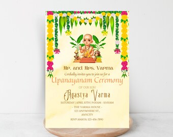 Upanayanam Invitation, Thread Ceremony, Janeu Ceremony Invitation ...