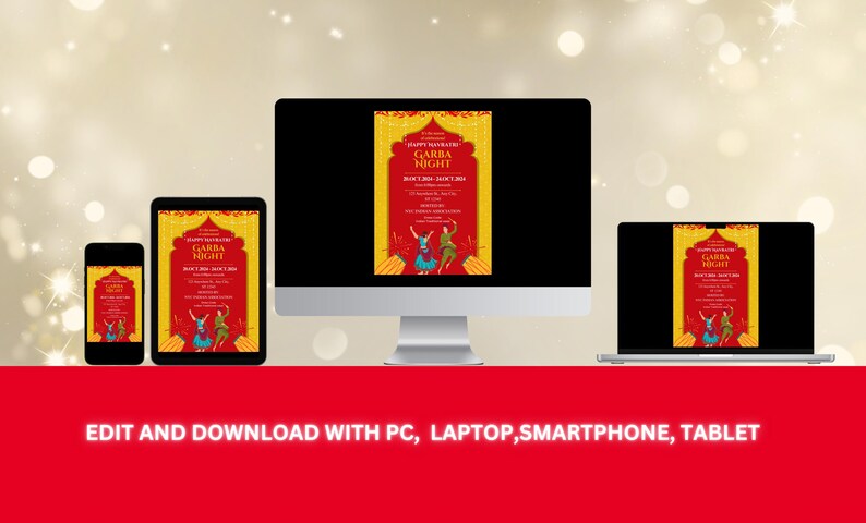 Navratri Dandiya Nights Garba Invite, Garba Invitation, Indian Dance ...