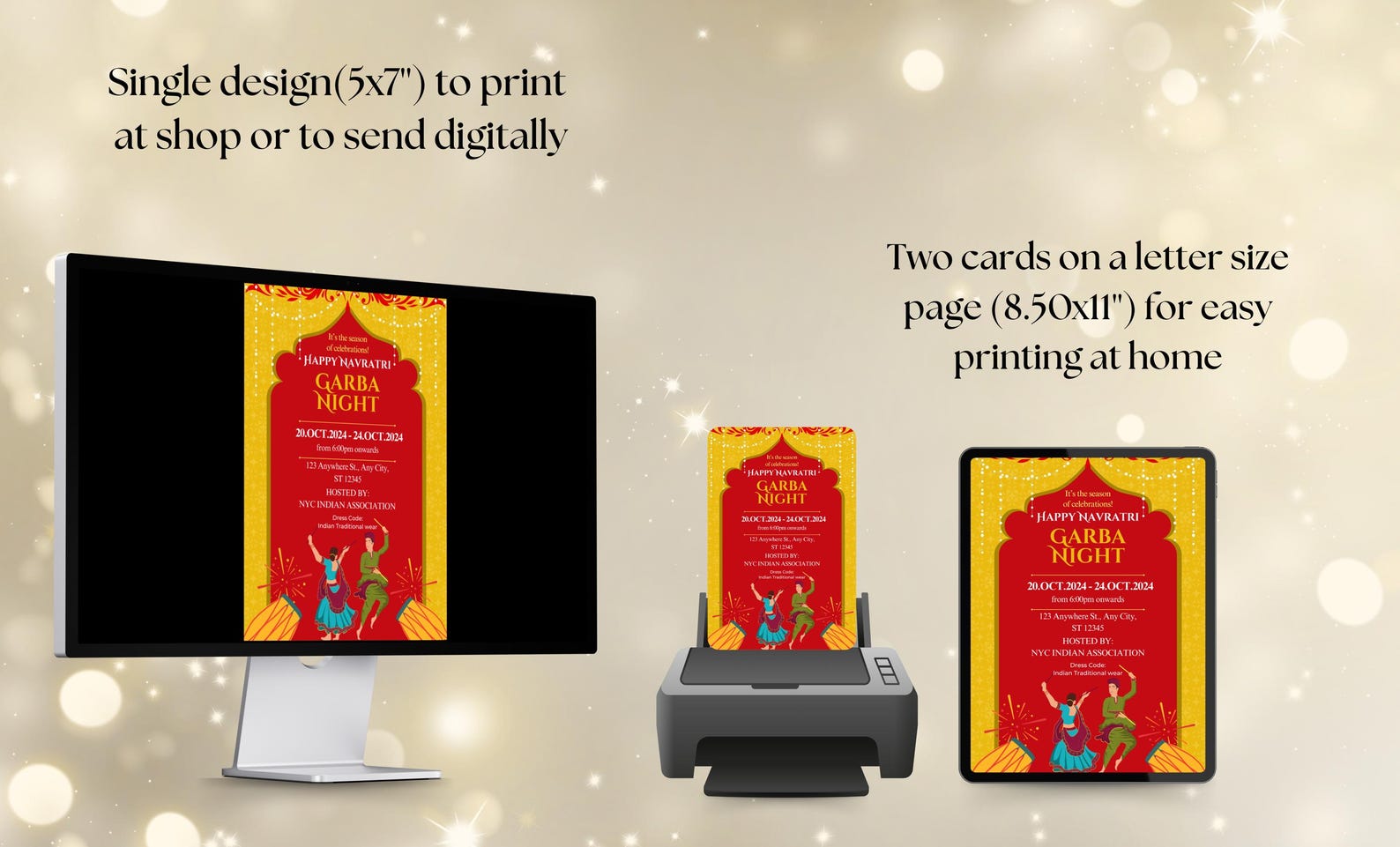 Navratri Dandiya Nights Garba Invite, Garba Invitation, Indian Dance ...