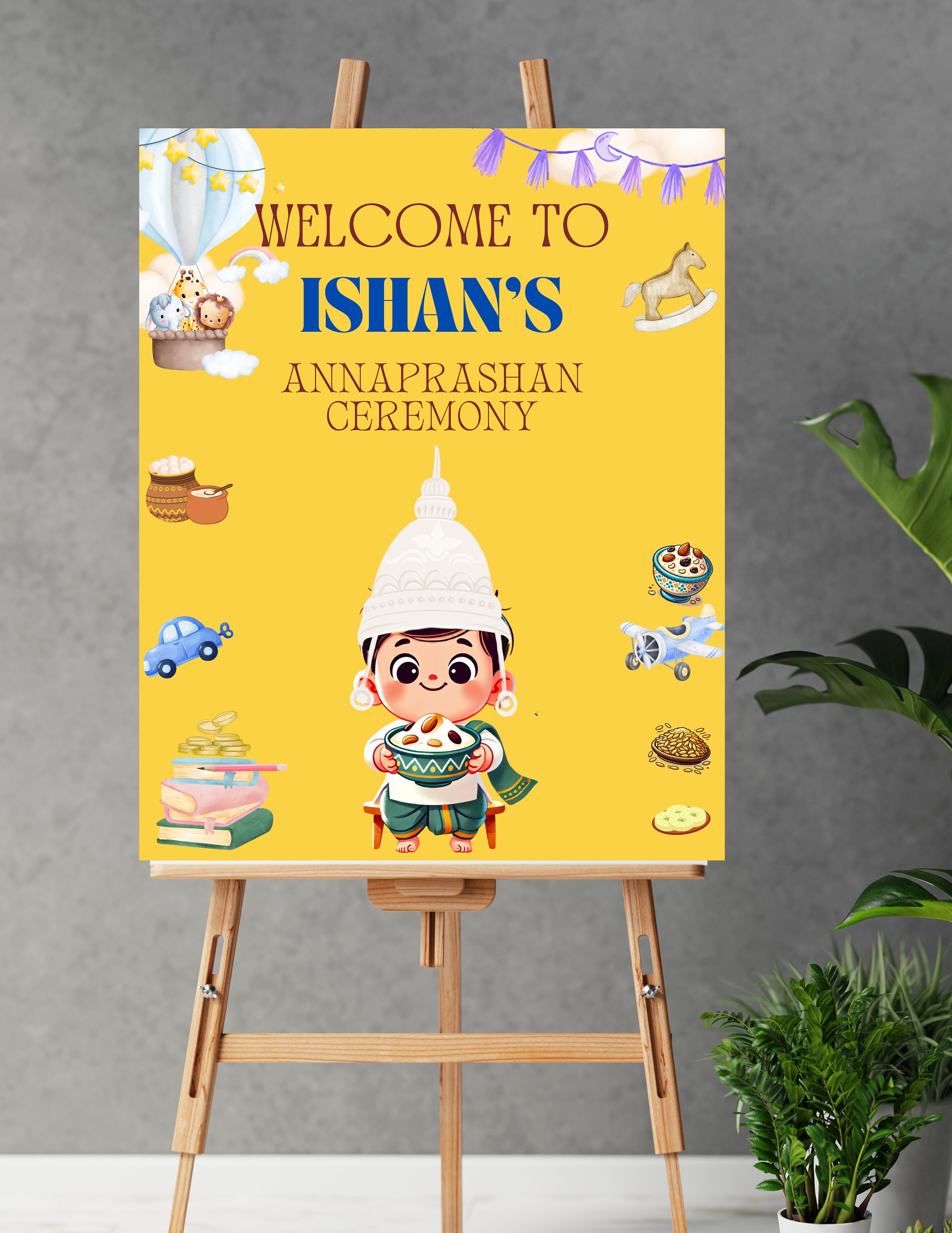 First Rice Ceremony Annaprashan Welcome Sign, Baby Krishna Annaprasana ...