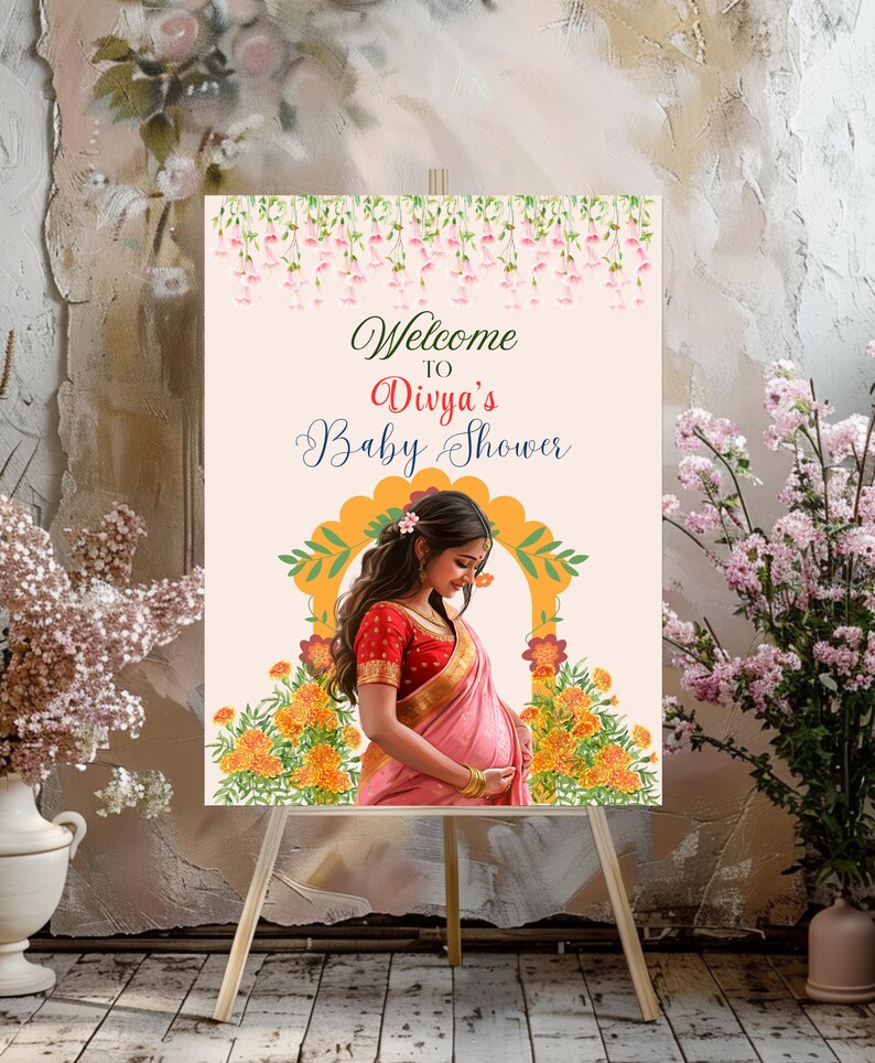Indian Baby Shower Welcome Sign: Godh Bharai, Seemantham, Valaikappu ...