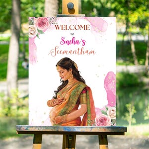 Indian Baby Shower Welcome Sign, Baby Krishna Godh Bharai Welcome ...