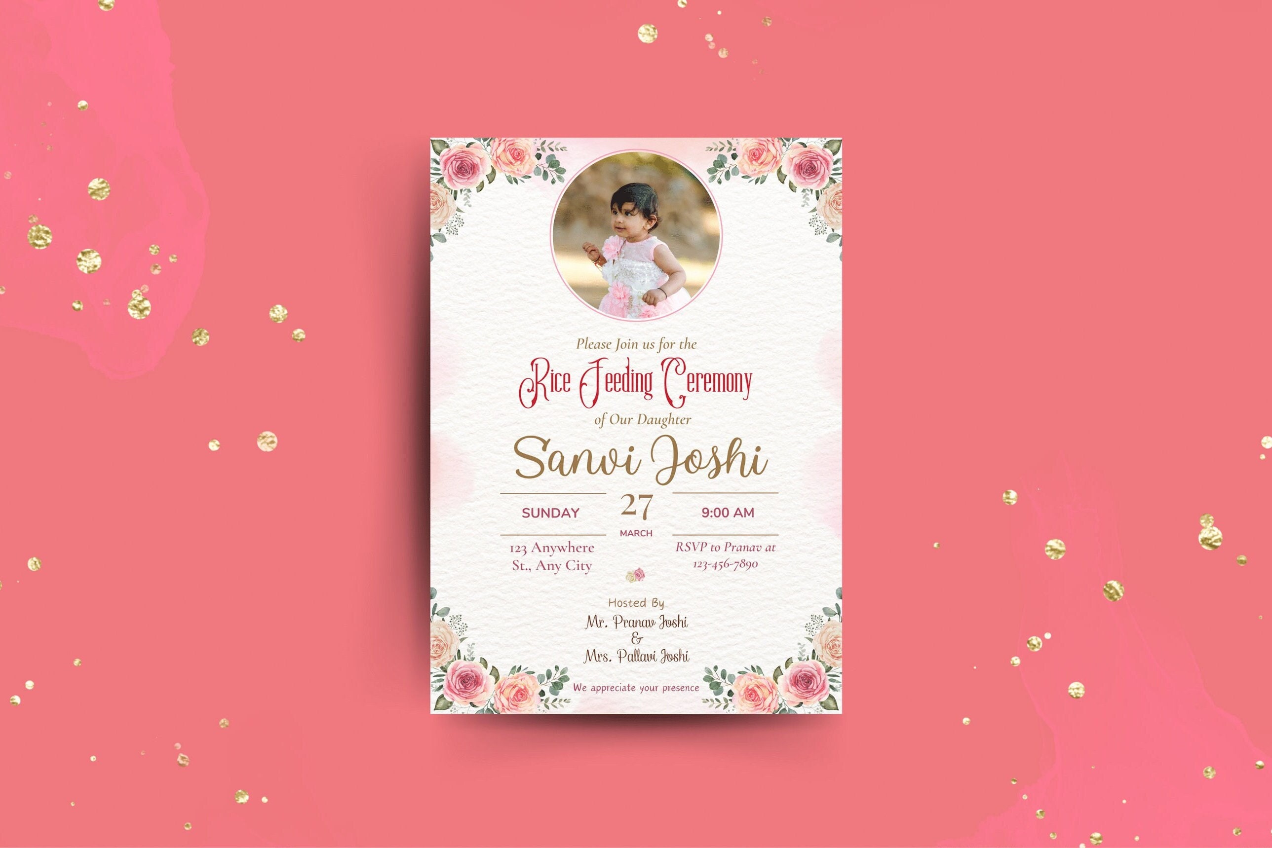 Editable Annaprashan Invitation Card | Rice Feeding Ceremony Invite ...