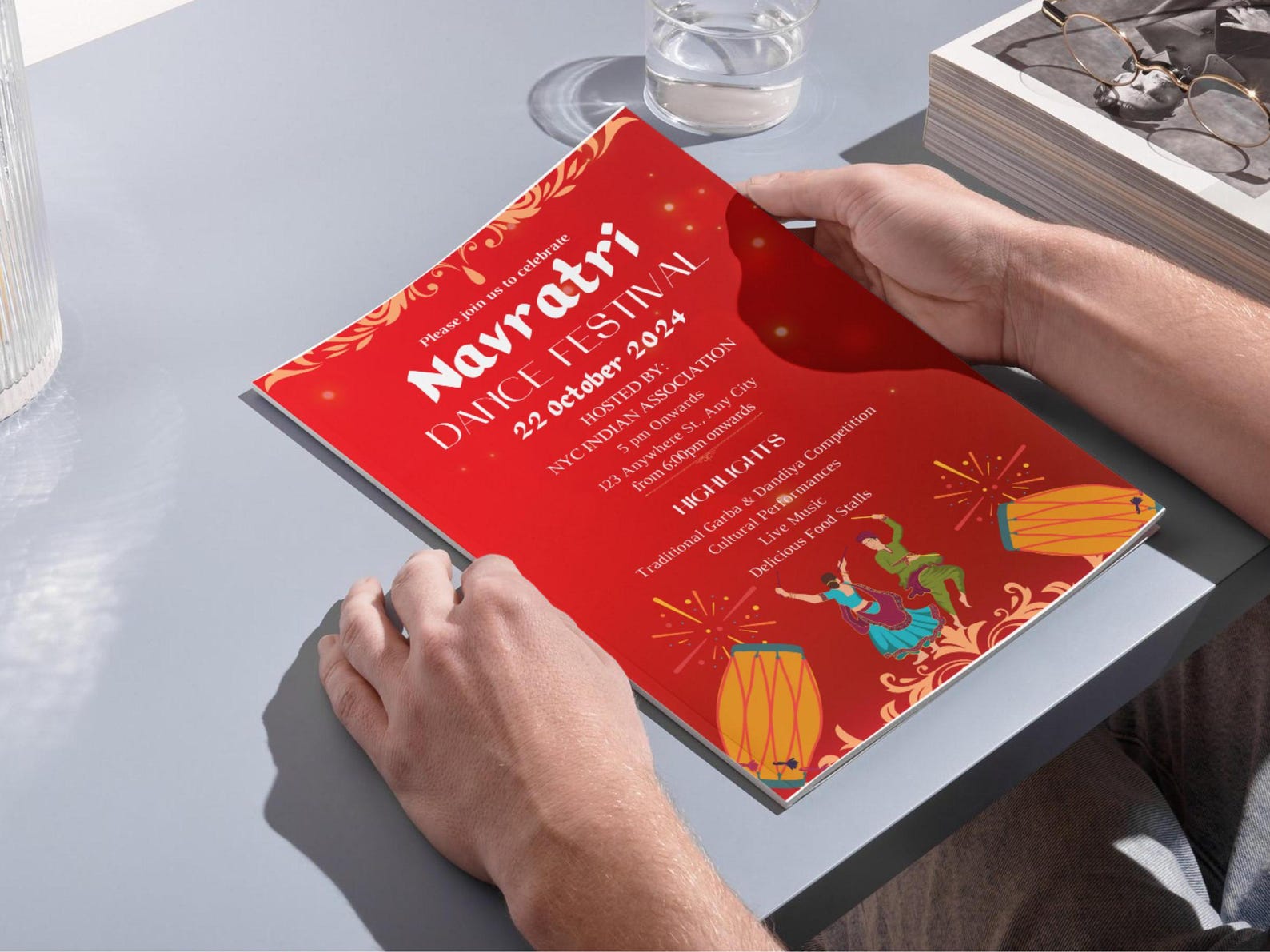 Navratri Dandiya Nights Garba Invite, Garba Invitation, Indian Dance ...