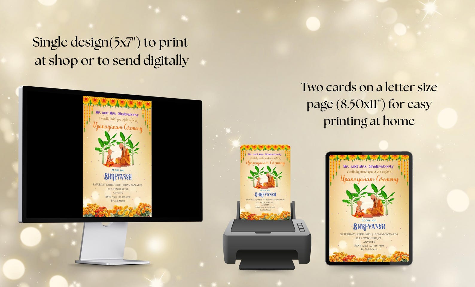 Upanayanam Invitation, Thread, Janeu Ceremony Invitation, Jandhyam ...