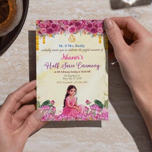Half Saree Ceremony Invitation: Editable 5x7 Canva Template - Etsy