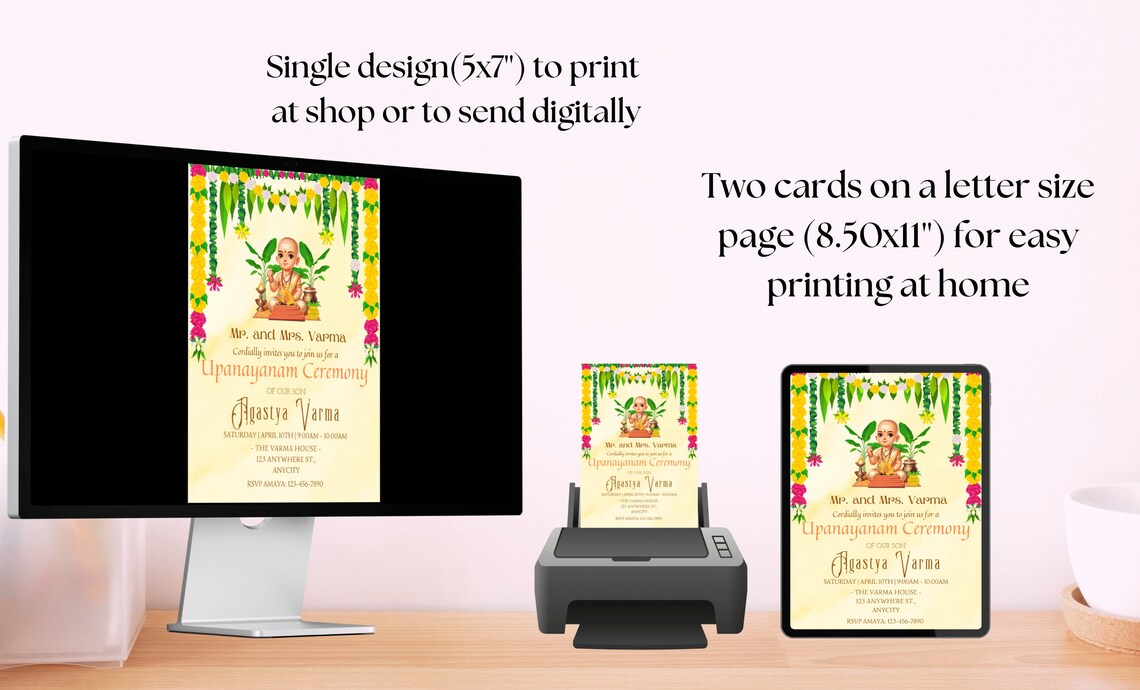 Upanayanam Invitation, Thread Ceremony, Janeu Ceremony Invitation ...