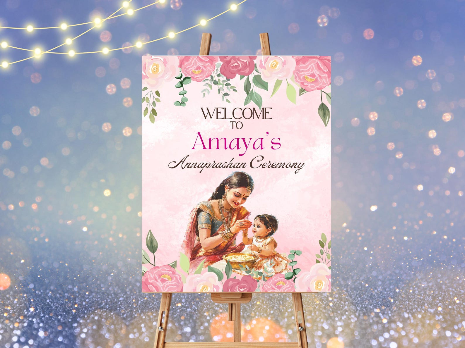 First Rice Ceremony Annaprashan Welcome Sign, Baby Girl Annaprasana ...