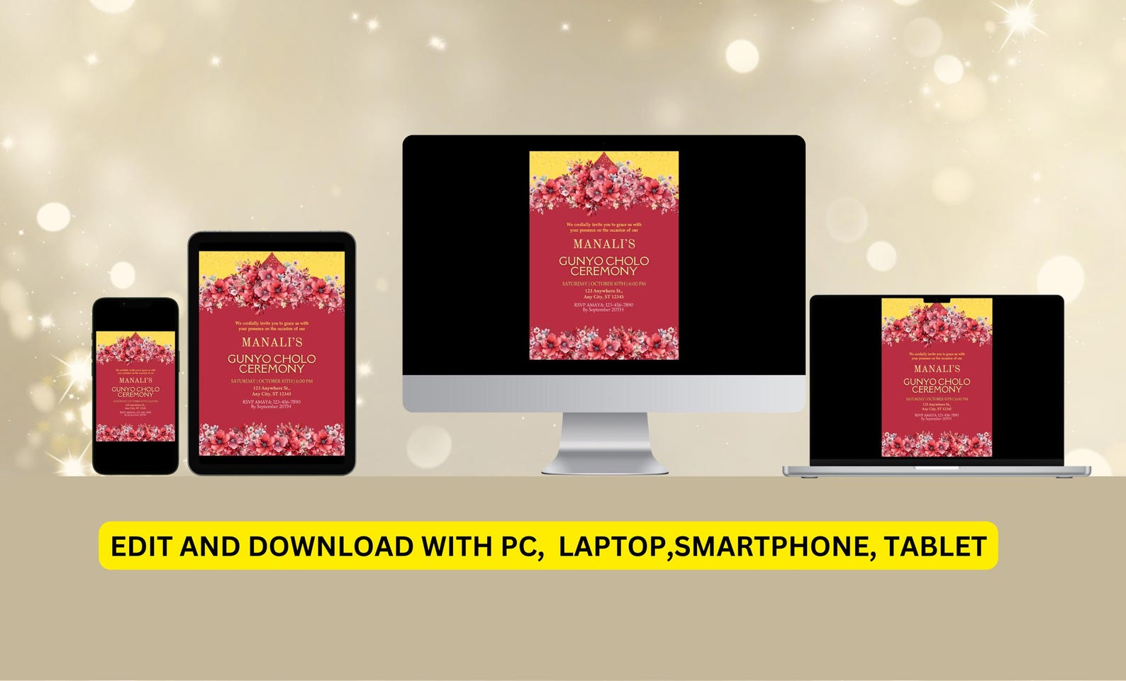 Gunyo Cholo Invitation: Nepali Half Saree Ceremony (canva Template) - Etsy