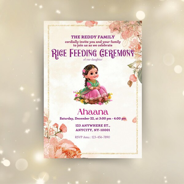 Editable Annaprashan Invitation Card Rice Feeding Ceremony Invite Pasni ...