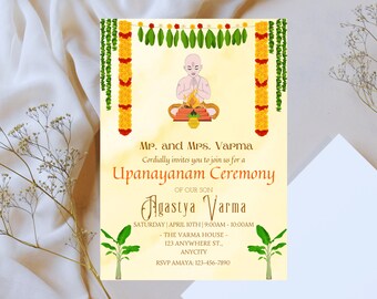 Upanayanam Invitation, Thread, Janeu Ceremony Invitation, Upanayana ...