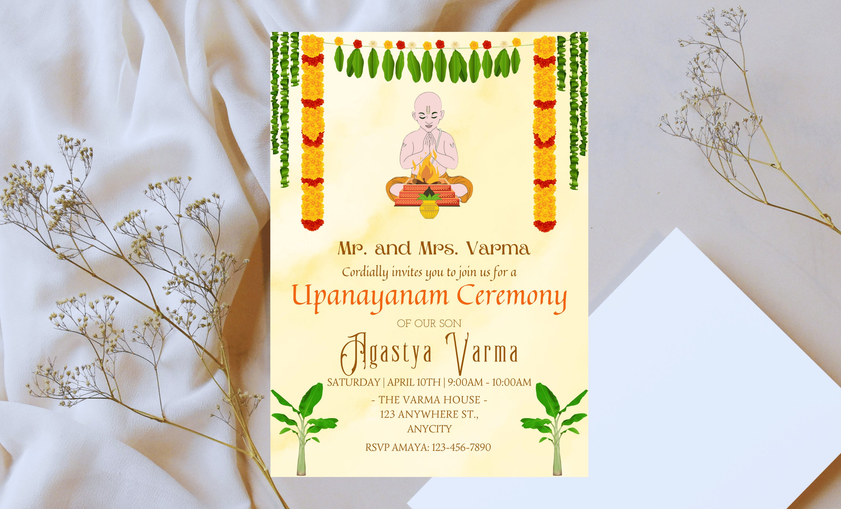 Upanayanam Invitation, Thread, Janeu Ceremony Invitation, Upanayana ...