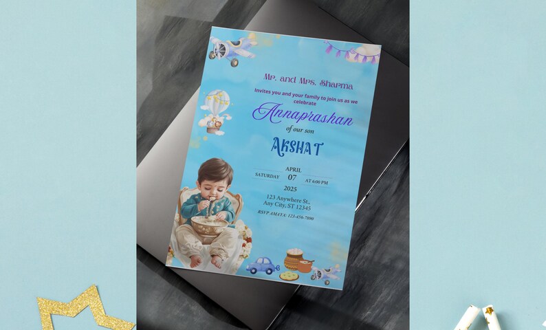Editable Annaprashan Invitation Card Rice Feeding Ceremony Invite Pasni ...