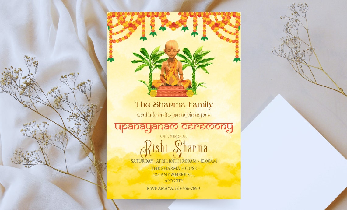 Upanayanam Invitation, Thread Ceremony, Janeu Ceremony Invitation ...
