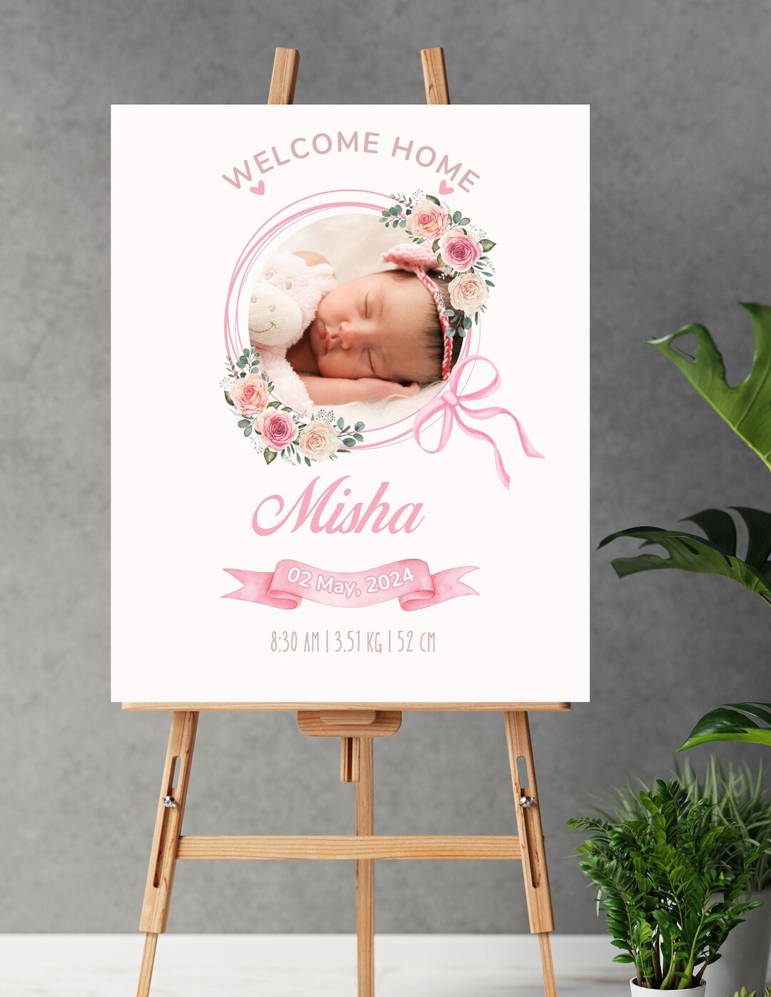 Newborn Baby Welcome Home Sign | New Baby Yard Sign | Lawn Banner Sign ...