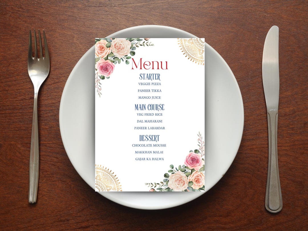 Editable Food Menu Sign, Menu Card Baby Shower, Wedding Menu, Puja ...