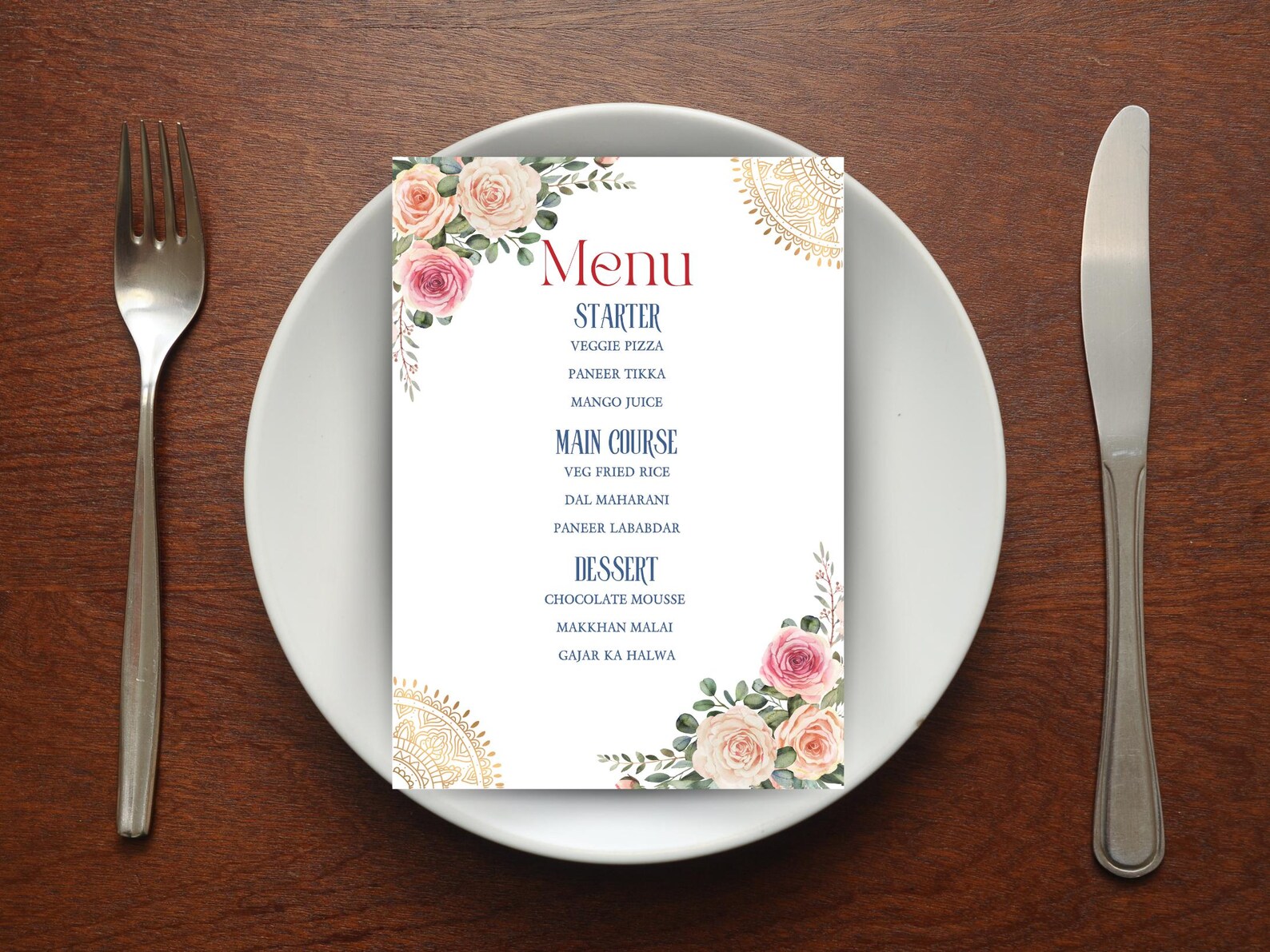 Editable Food Menu Sign, Menu Card Baby Shower, Wedding Menu, Puja ...