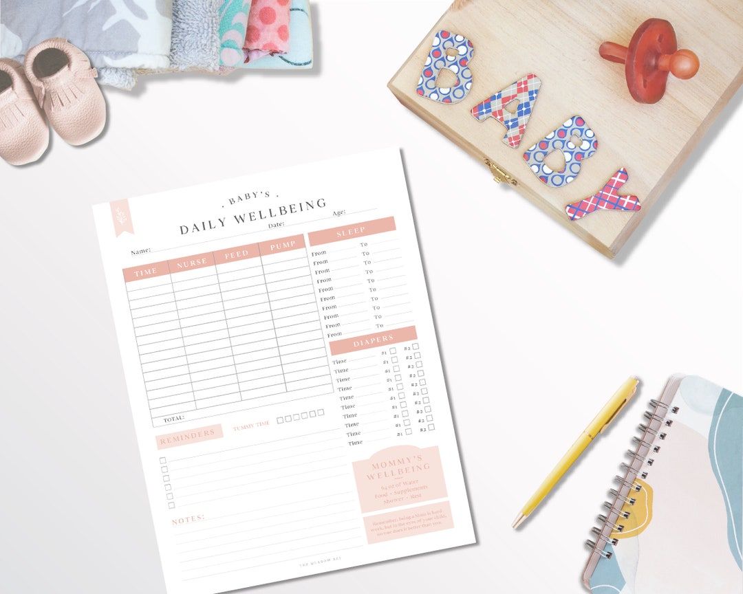 Baby's Daily Wellbeing Tracker - Pink - Etsy