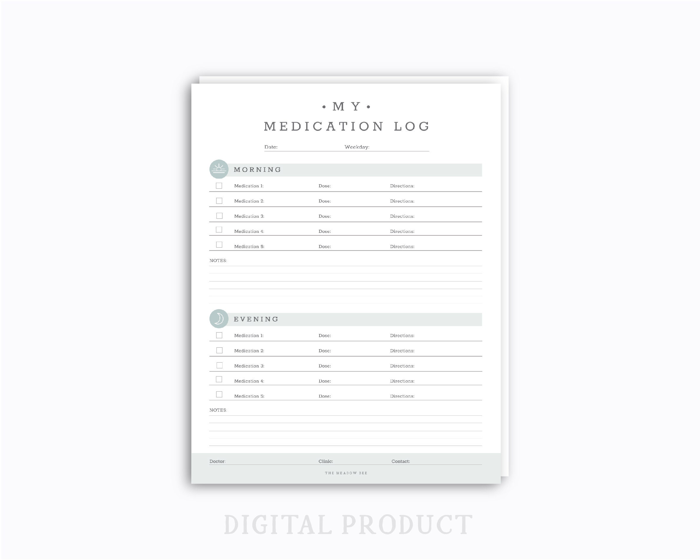 Daily Medication Log AM/PM - Blue - Etsy