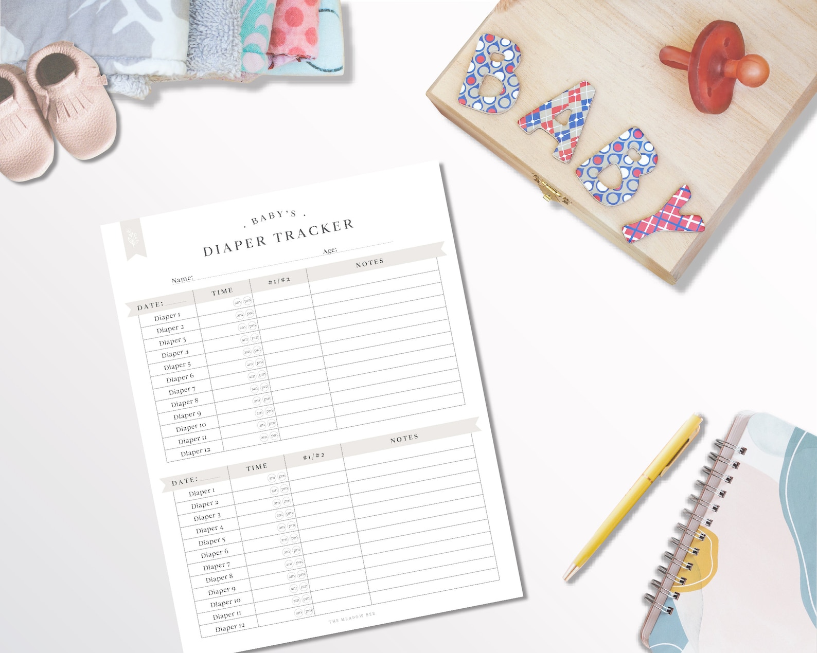 Baby Diaper Tracker - Beige - Etsy