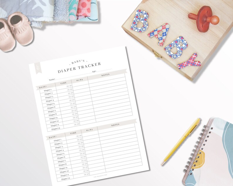 Baby Diaper Tracker - Beige - Etsy