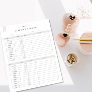 Baby Diaper Tracker - Beige - Etsy