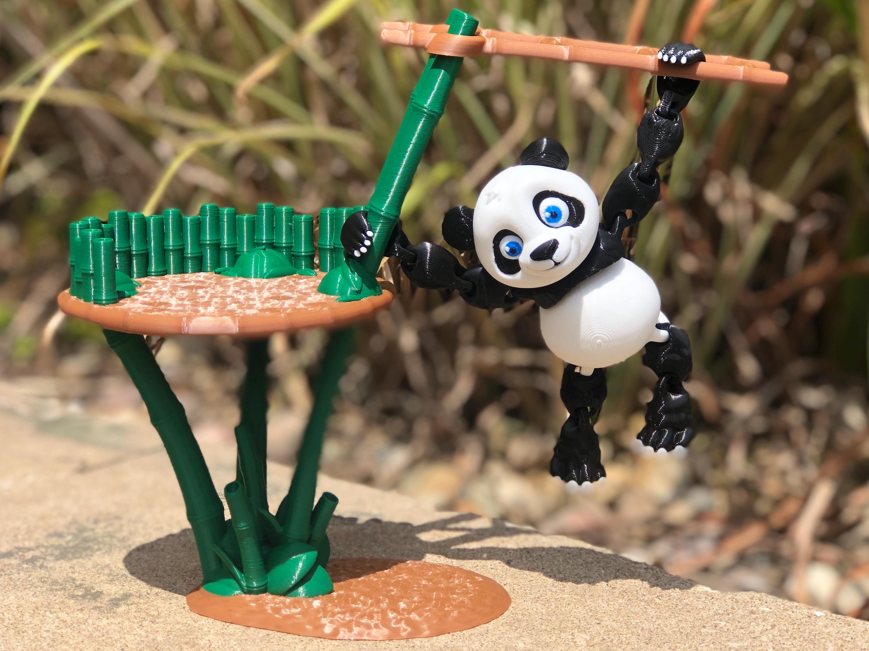 Articulated Panda With Bamboo Tree Stand and Play Ladder, 3D Printed ...