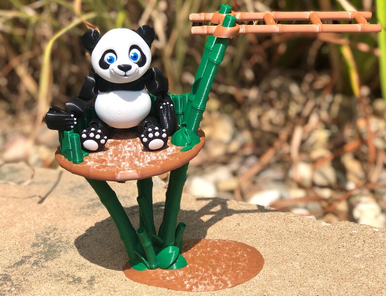 Articulated Panda With Bamboo Tree Stand and Play Ladder, 3D Printed ...