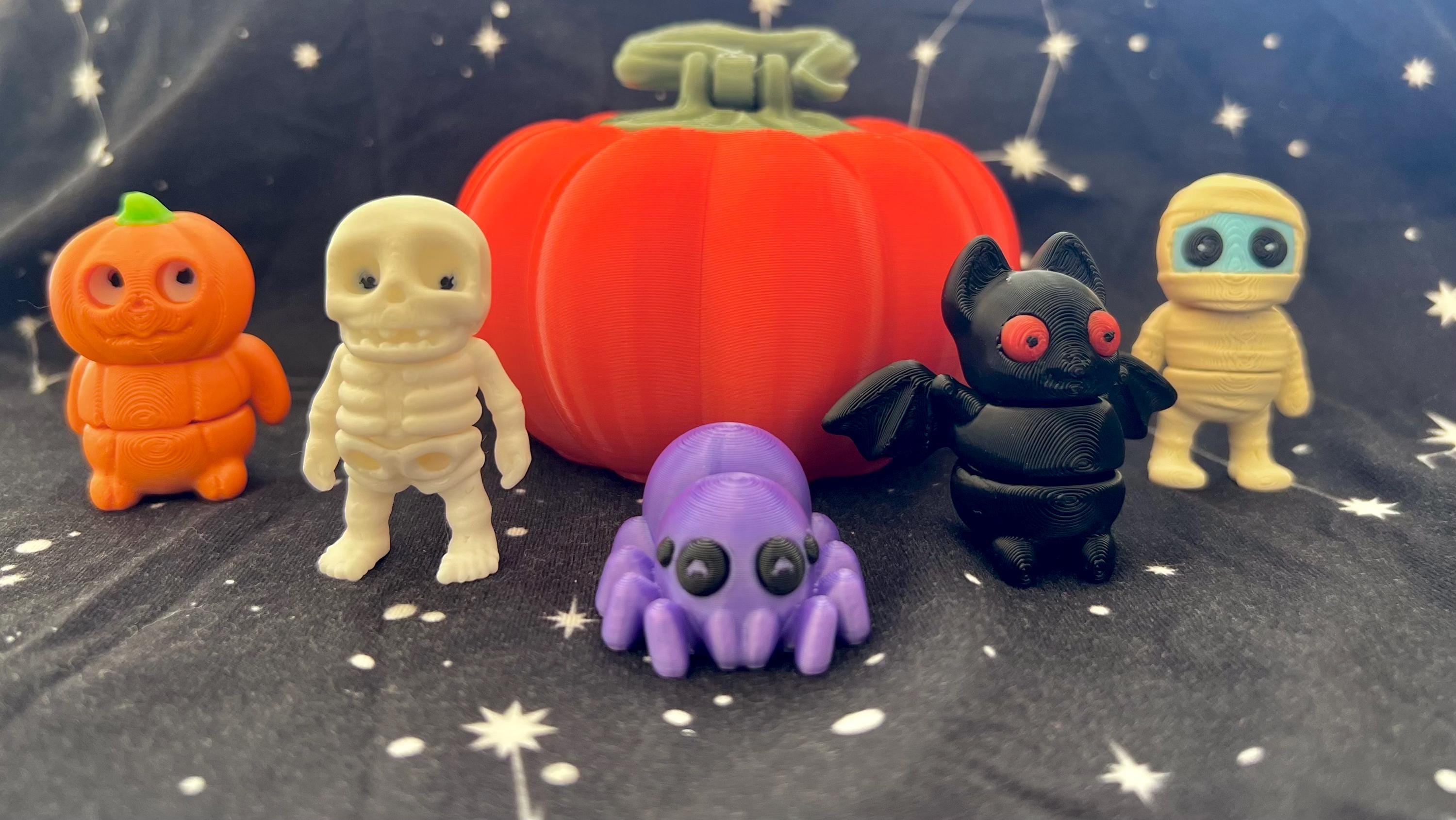 3D Printed Halloween Miniature Fidget Toy Set – Flexi Creatures With ...