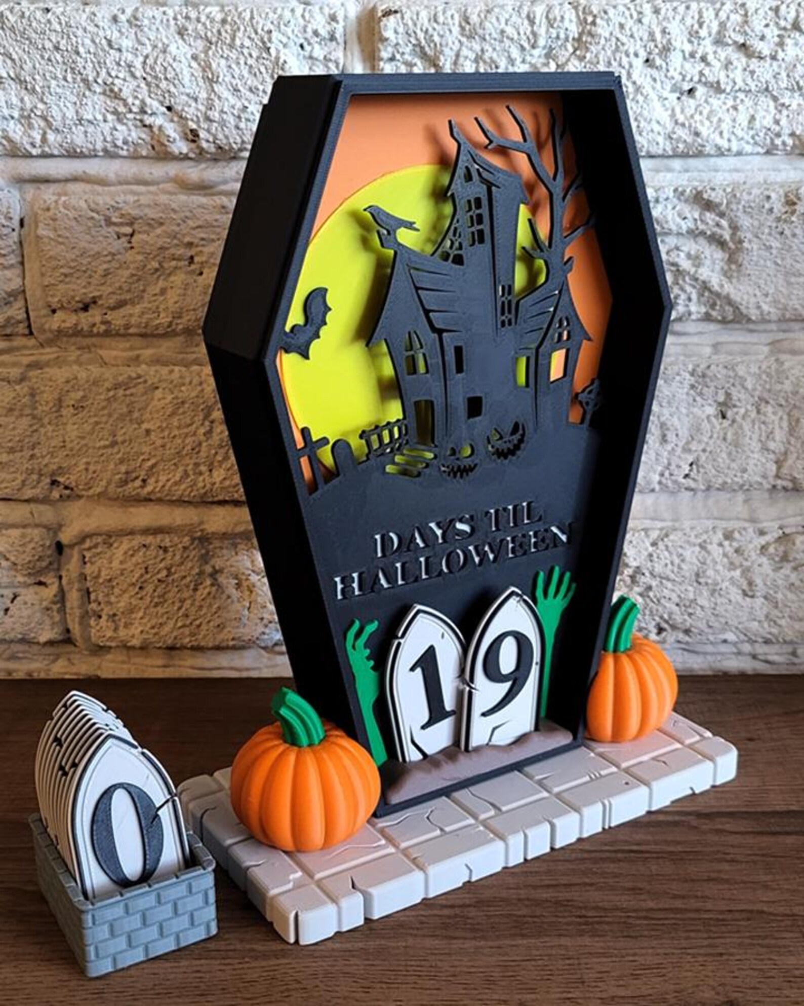 Lighted Halloween Countdown, Spooky Fun Fall Decor, 3D Printed With ...